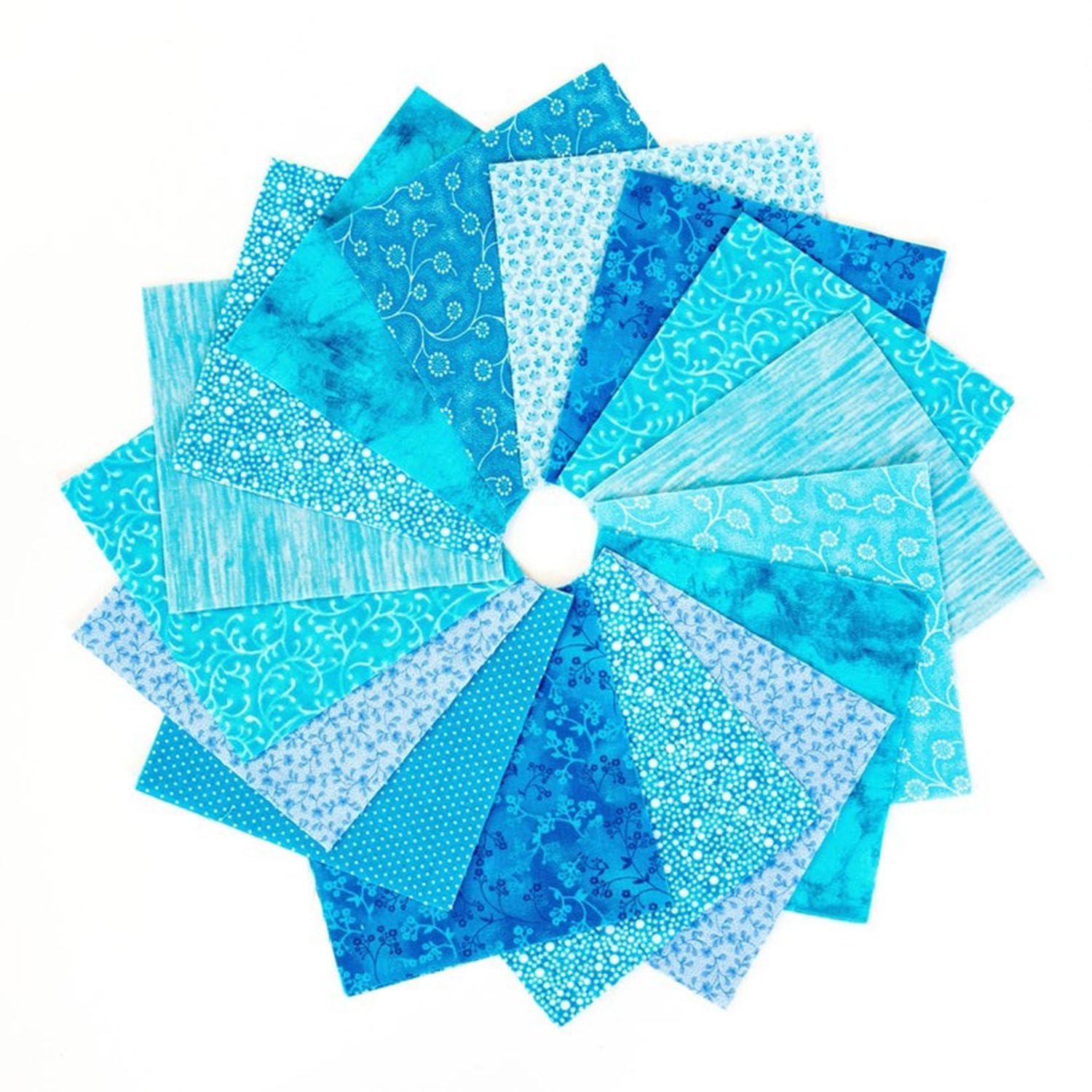 90 Pcs Fabric Strips Cute, Beautiful 100% Cotton Fabric Quilt Blue Tone-on-Tone, Width 5 inch Length 5 inch, Gift It's All Turquoise pre-Cut Charm Pack Squares, DIY Blanket