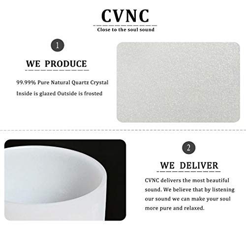 CVNC 440Hz 8 Inch F Note Heart Chakra Frosted Quartz Crystal Singing Bowl with Carry Case bag and Mallet