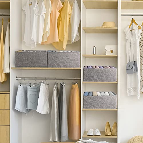 Fixwal 4pcs Wardrobe Clothes Organizer with Support Board Closet Organizers and Storage 7 Grids Divider Drawer Organizers Washable Compartment Storage Bins for Jeans T-shirt Pants Legging