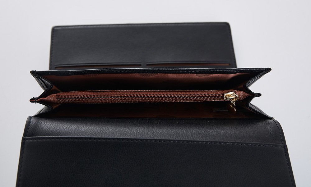 CYANB Soft Leather Trifold Multi Card Holder Wallet, Elegant Clutch Long Purse for Women Ladies