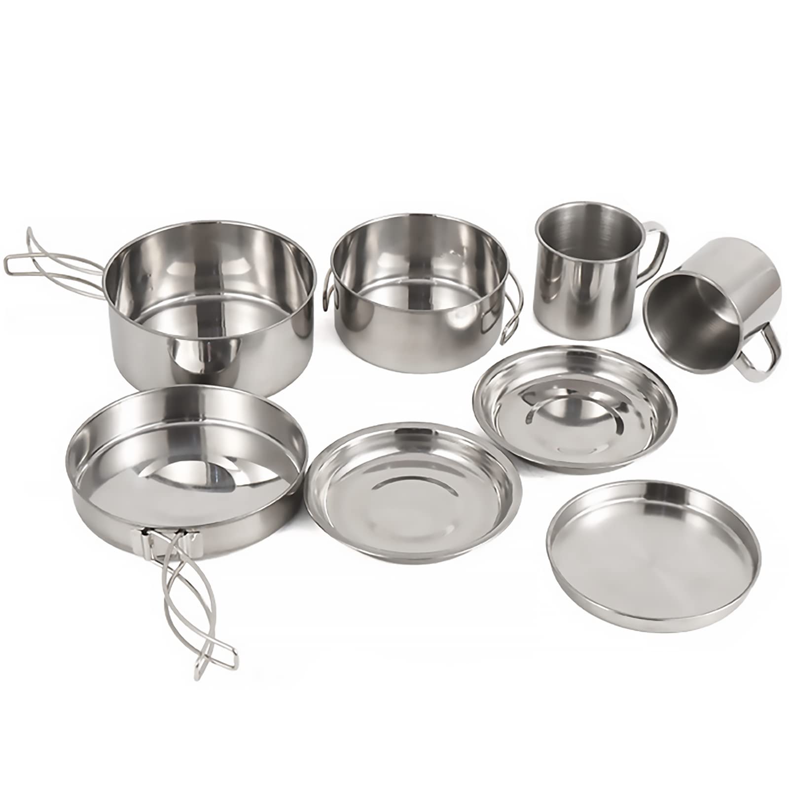 8PCS Camping Cookware Mess Kit for Camping 2 Person Stainless Steel Compact Camping Cooking Set Lightweight Backpacking Cook Set for Camping&Hiking
