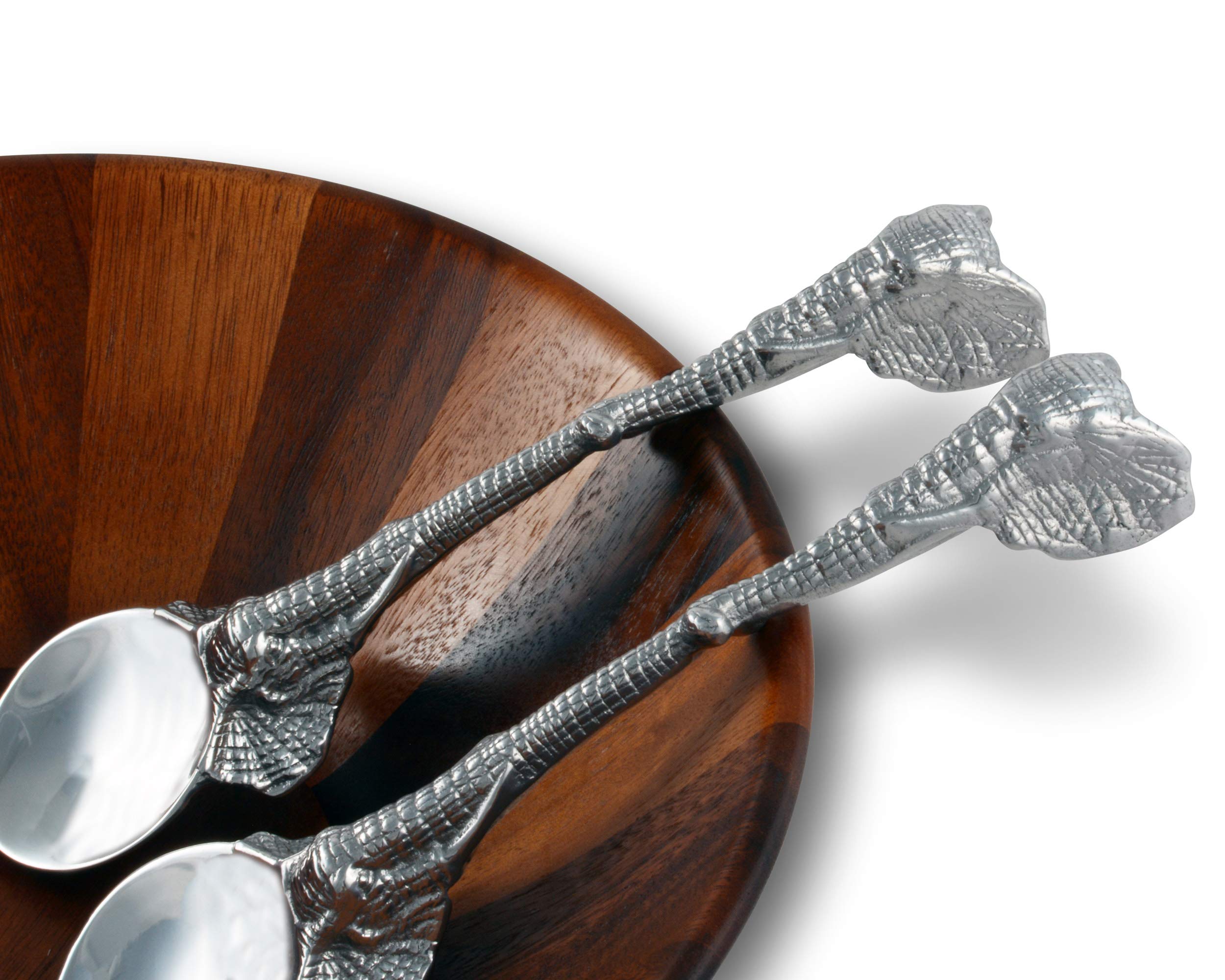 Arthur Court Designs Aluminum Elephant Figural Salad Serving Spoon and Salad Serving Fork, Salad Servers Set 11 inch Long