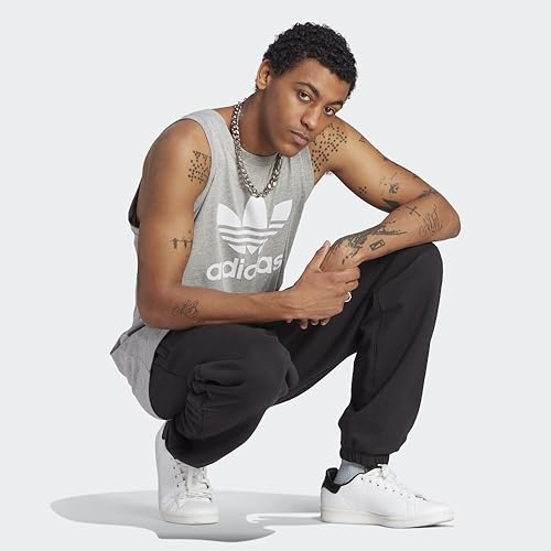 adidas Originals Men's Adicolor Classics Trefoil Tank Top, Medium Grey Heather, 3X-Large