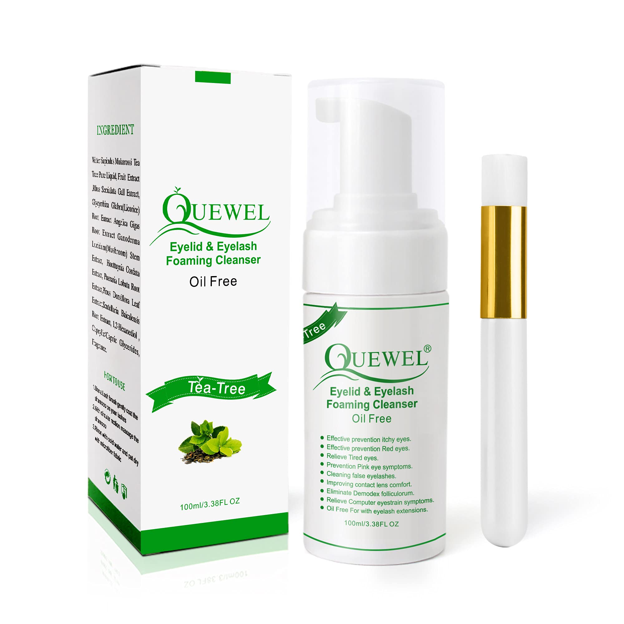 Lash Shampoo 100ml Tea Tree Eyelash Extension Cleanser Lash Foaming Cleanser For Lash Extensions With Lash Shampoo Brush Paraben & Sulfate Free Eyelash Shampoo For Lash Extensions Salon & Self Use