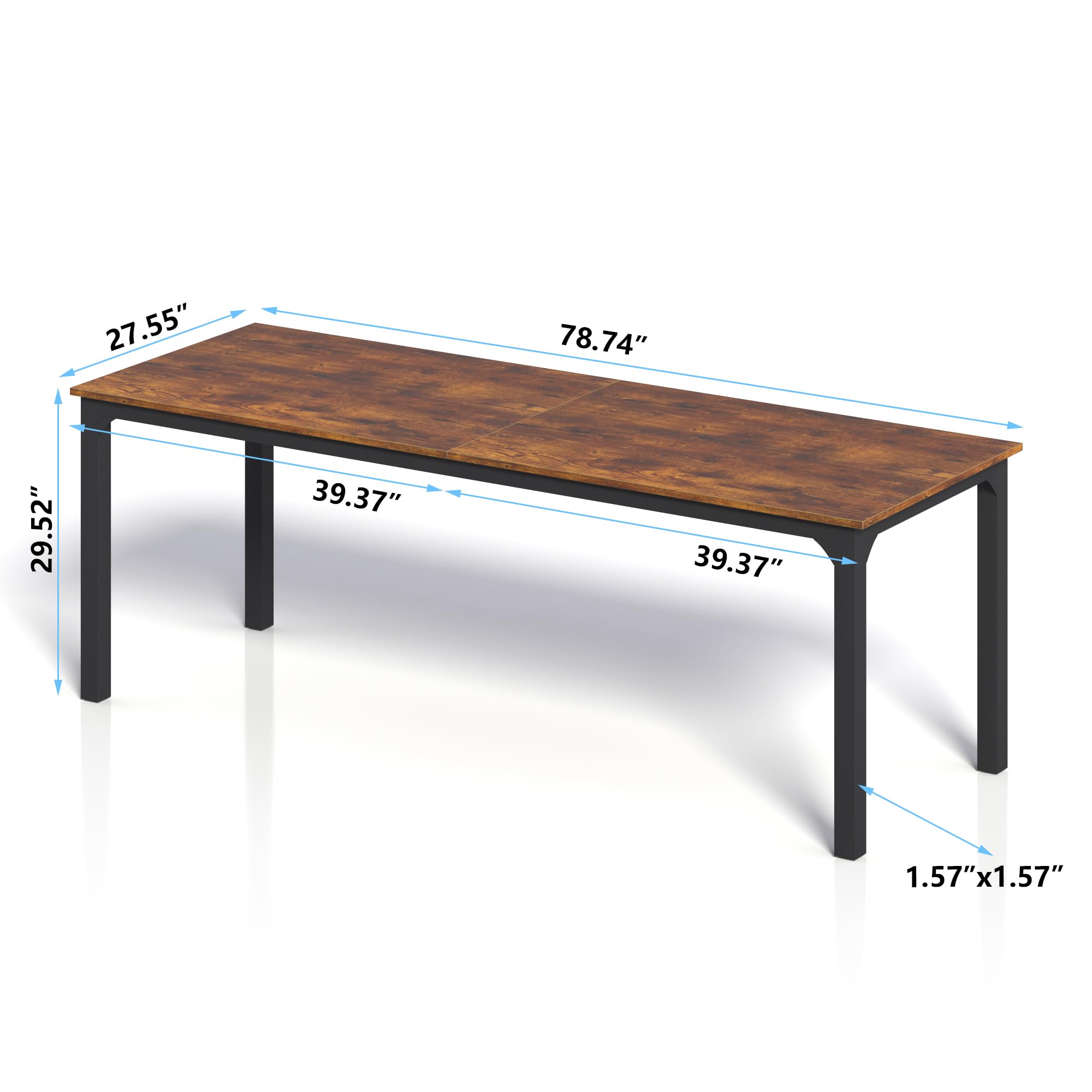 Vagaconl Computer Long Desk, 2 Person Desk, 78.7 inch Extra Long Desk,Work Table for Home Office,Gaming,Brown