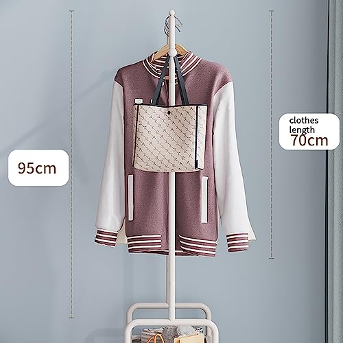 BBAUER Entryway Coat Rack with 2 Hooks Garment Rack with 3-Tier Shelf Free Standing Shoe Rack with Garment Rail for Bedroom Living Room Hallway (Color : Yellow, Size : 60x30x165cm)
