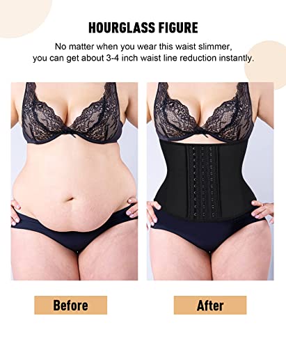FeelinGirl Women Short Torso Latex Waist Trainer Corset Waist Trainer Breathable Waist Trimmer Hourglass