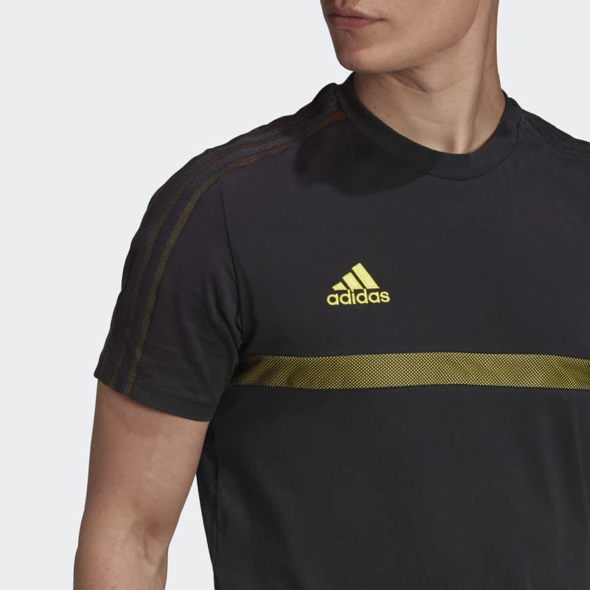 adidas Men's Soccer 3-Stripes Tee, Black, Small