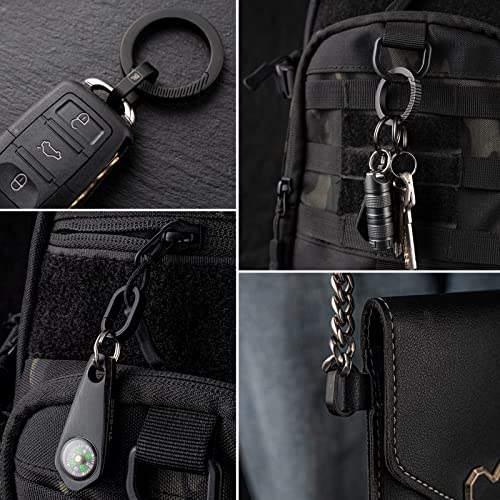 FEGVE Titanium Key Chain Rings with 2 Stainless Steel Key Rings, Mini carabiner Key holder Small Quick release Connecting Keychain Accessories for Home Car Keys bag pendant