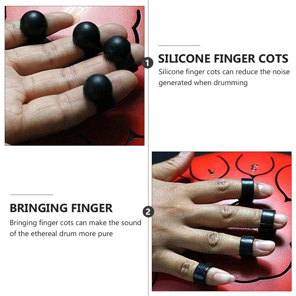 8pcs Tongue Drum Finger Picks Knocking Finger Sleeves Silicone Rubber Finger Cover for Handpan Percussion Instrument Accessories