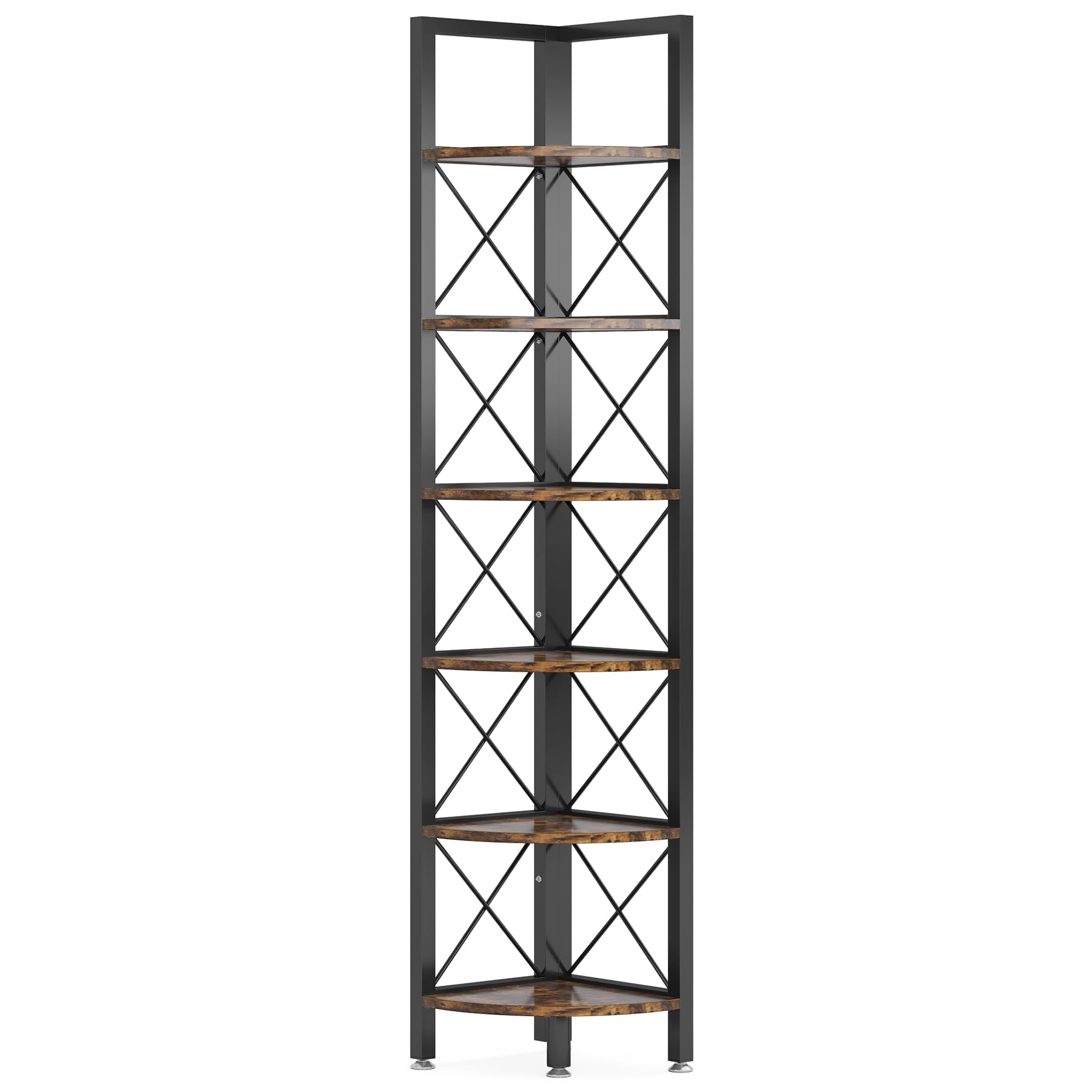 Tribesigns 6 Tier Corner Shelf, Modern Corner Bookshelf Small Bookcase Corner Storage Rack Plant Stand for Living Room, Home Office, Kitchen, Small Space