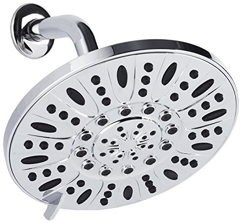 AquaDance Chrome High Pressure 6-Setting, 7" Rainfall Shower Head β Tested to Meet US Quality Standards, Angle-Adjustable, with Tool-Free Installation Finish