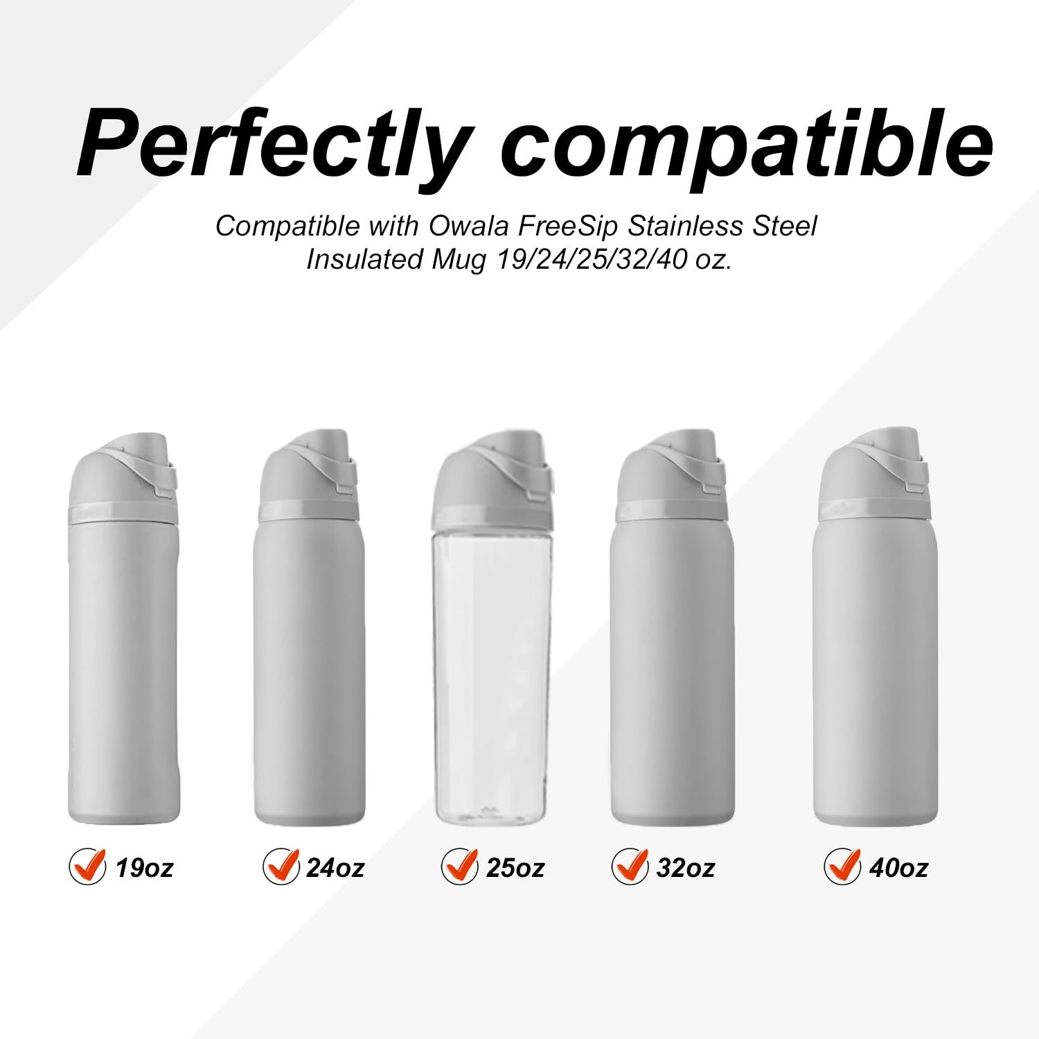 8pcs Water Bottle Lid Part Replacement Stopper Compatible with Owala FreeSip 24oz 32oz, Bottle Mouth Seal Stopper Accessories for Owala 19/24/32/40oz BPA-Free Cap Sealing Gasket Silicone Plug