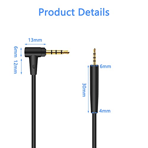 BINGLE Headphones Replacement Cord for Bose QC25, QC35, QuietComfort 25, QuietComfort 35, On-Ear 2,OE2,OE2i Headphones Inline Mic/Remote Control β Black