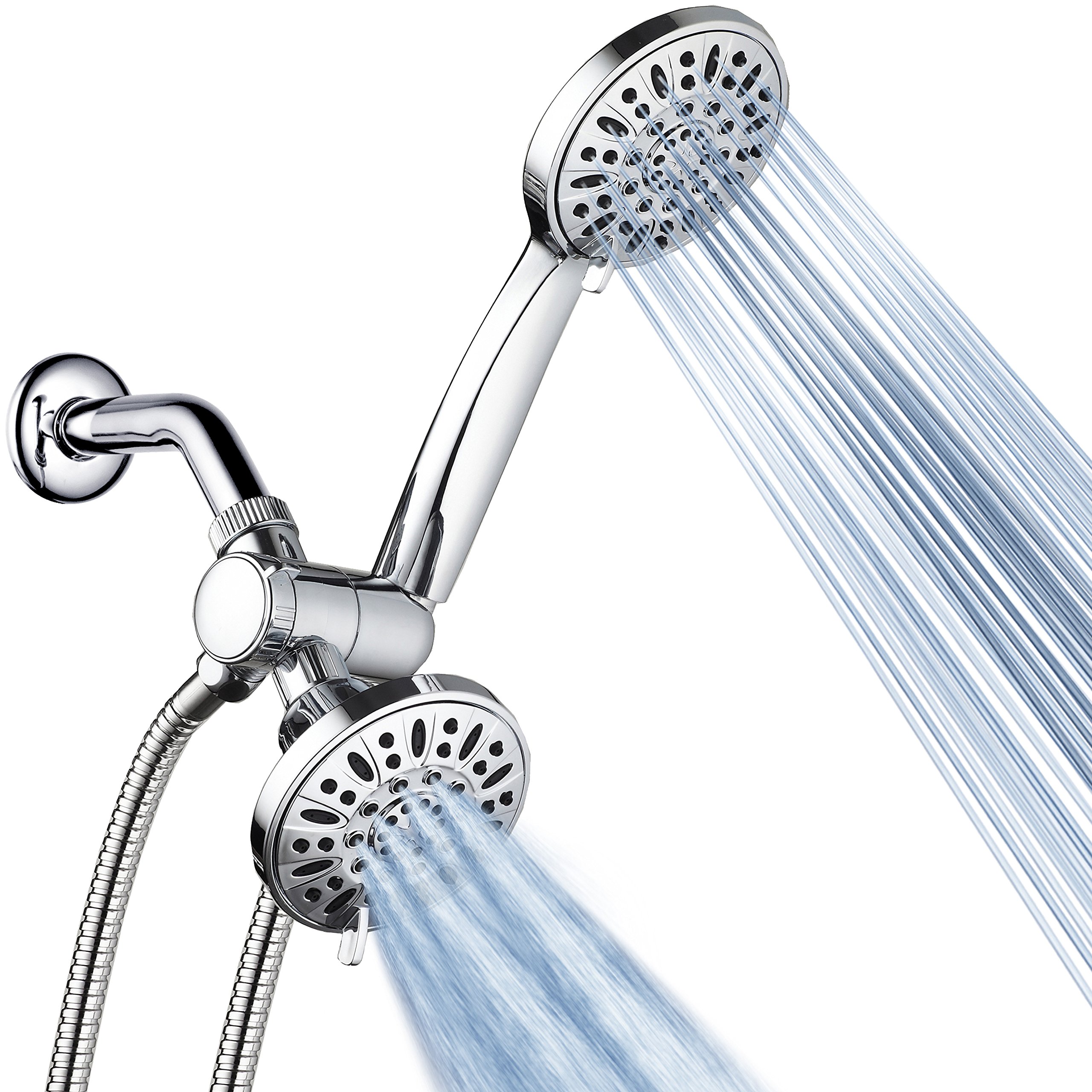 AquaDance Total Chrome Premium High Pressure 48-setting 3-Way Combo for The Best of Both Worlds ā Enjoy Luxurious 6-setting Rain Shower Head and 6-Setting Hand Held Shower Separately or Together