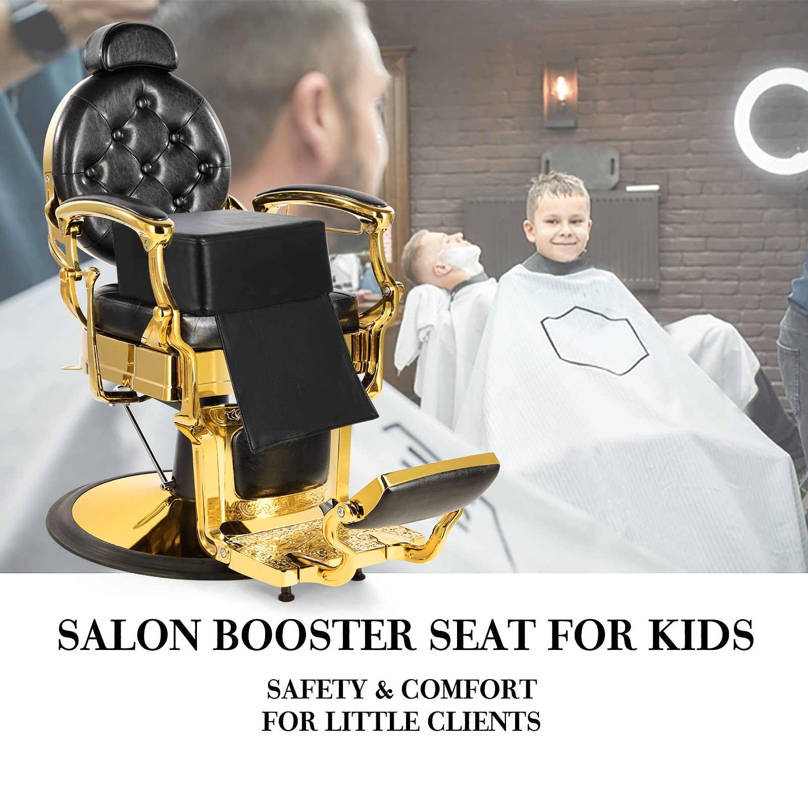 Artist hand Children Leather Cushion Oversize Barber Salon Booster Seat,Spa Equipment Black