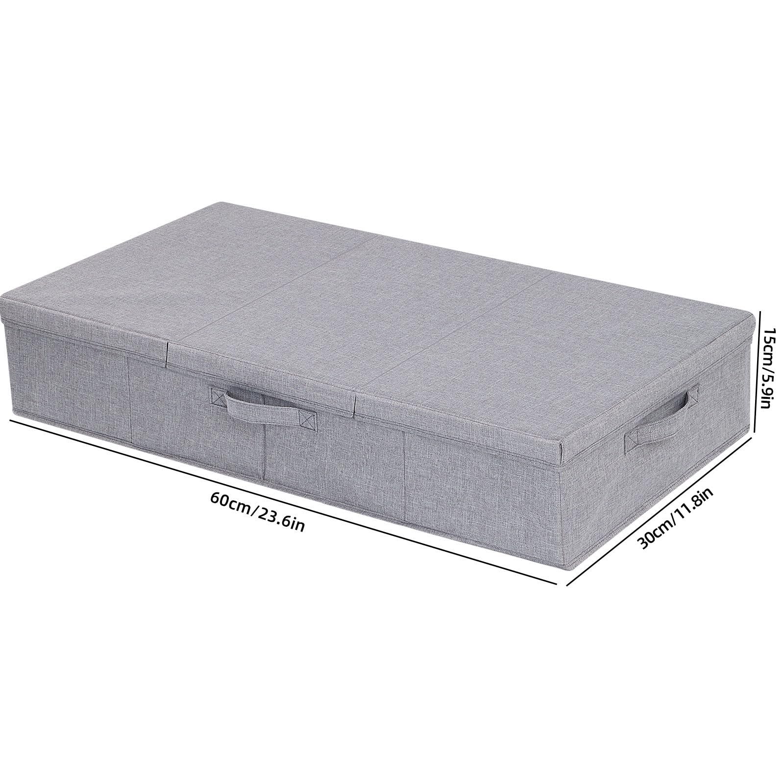 YheenLf Under Bed Storage Containers Bin with Lids Handle, Foldable Sturdy Storage Bags with Handles for Organizing Clothes, Shoes, Blankets, Pillows, Grey, 1 Pack, 23.6" L x 11.8" W x 5.9" H