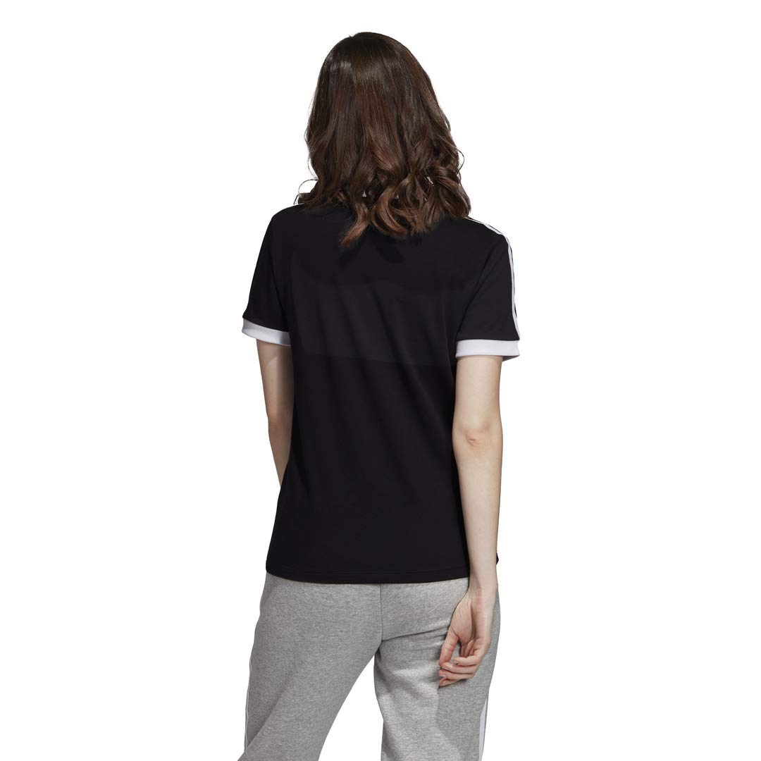 adidas Originals womens 3 Stripes T-shirt T Shirt, Black/Black/White, Medium US