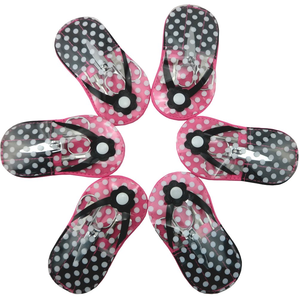 Spove Manicure Sets Pedicure Set Polka Dot Flip Flop Nail Clippers Manicure Kit Nail pack of 6 Hotpink