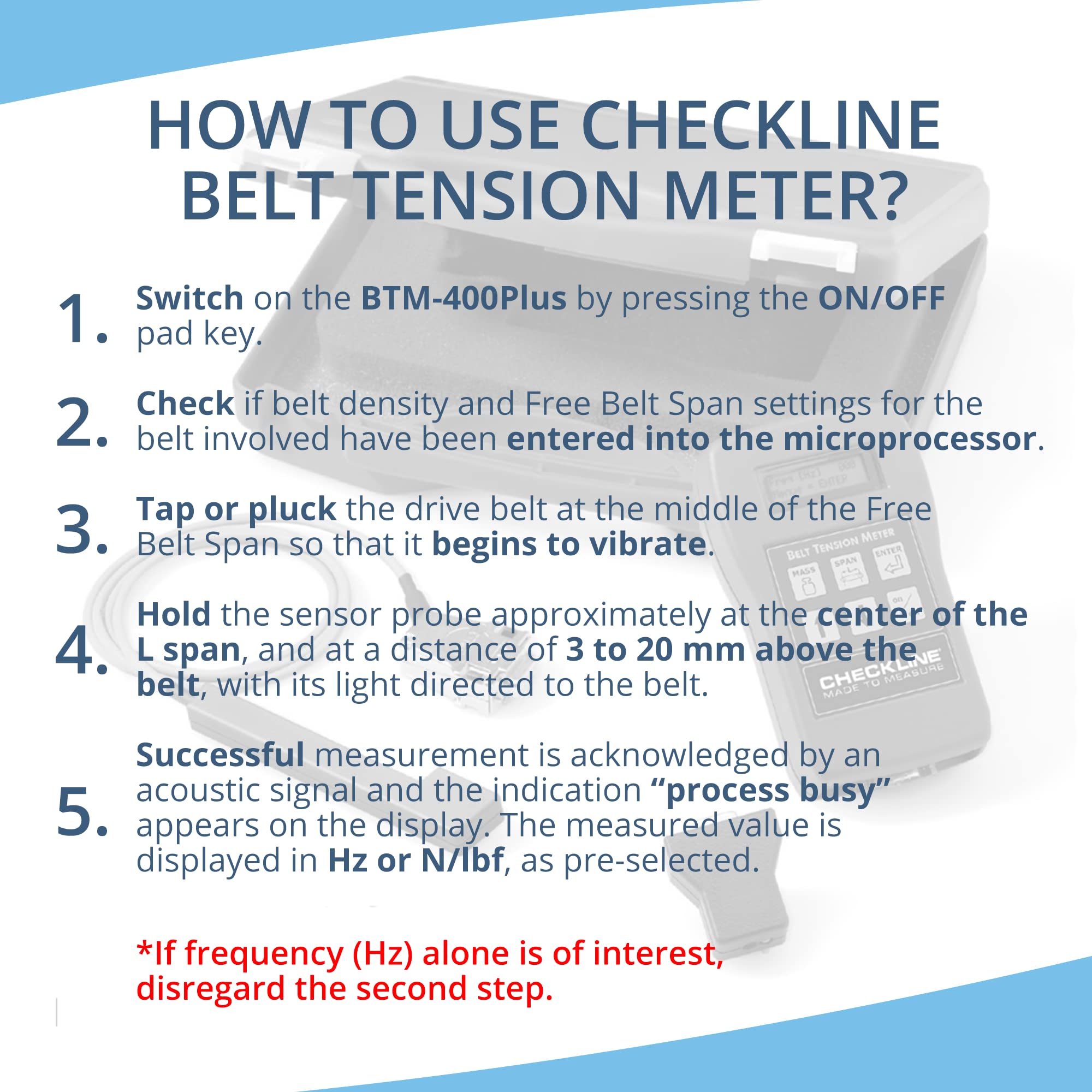 Checkline Belt Tension Checker for Vehicles & Machines - Quick & Accurate Results, 100-800 Hertz