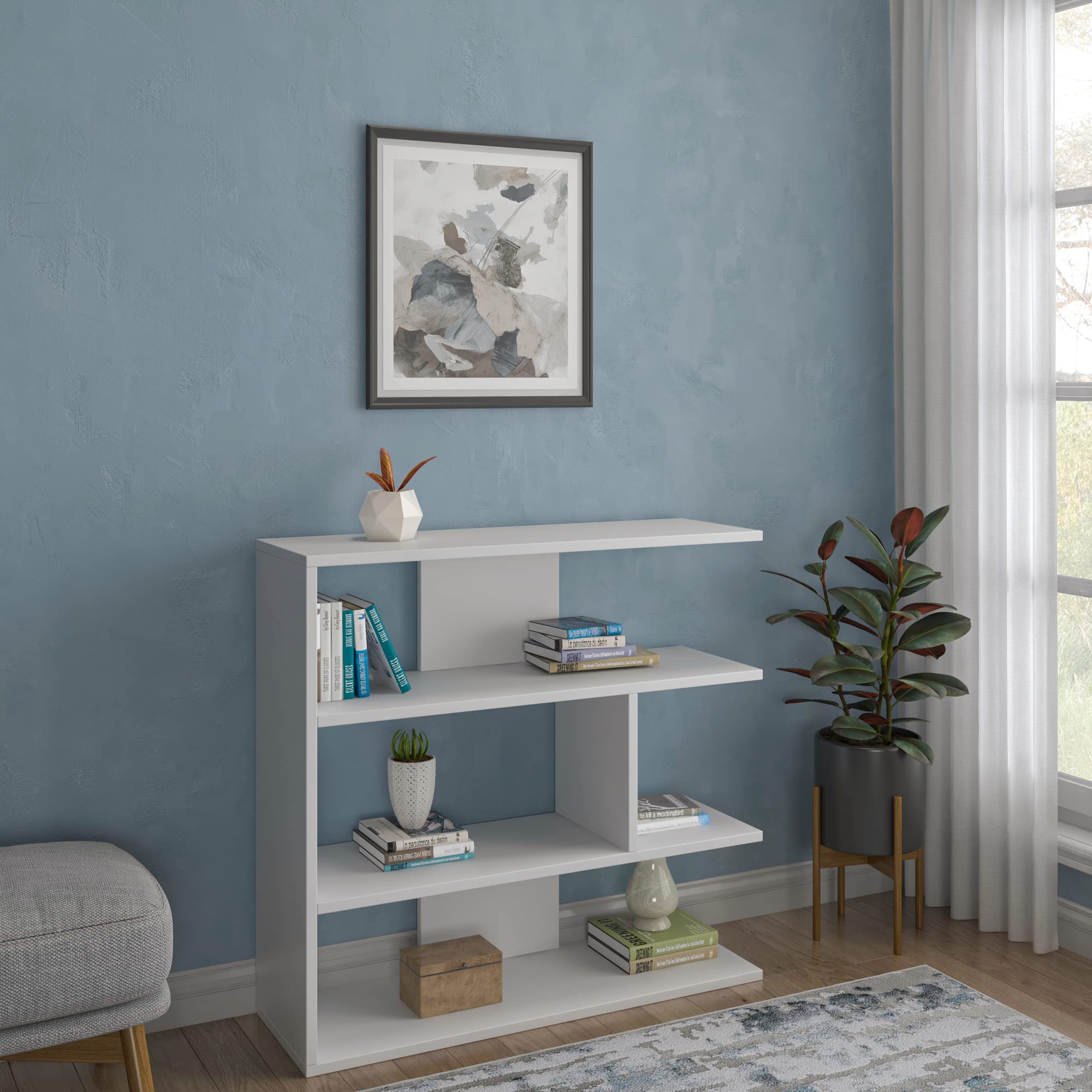 Ada Home Décor Beethoven Bookcase, 35.04'' x 46.3'' x 11.81'', White &