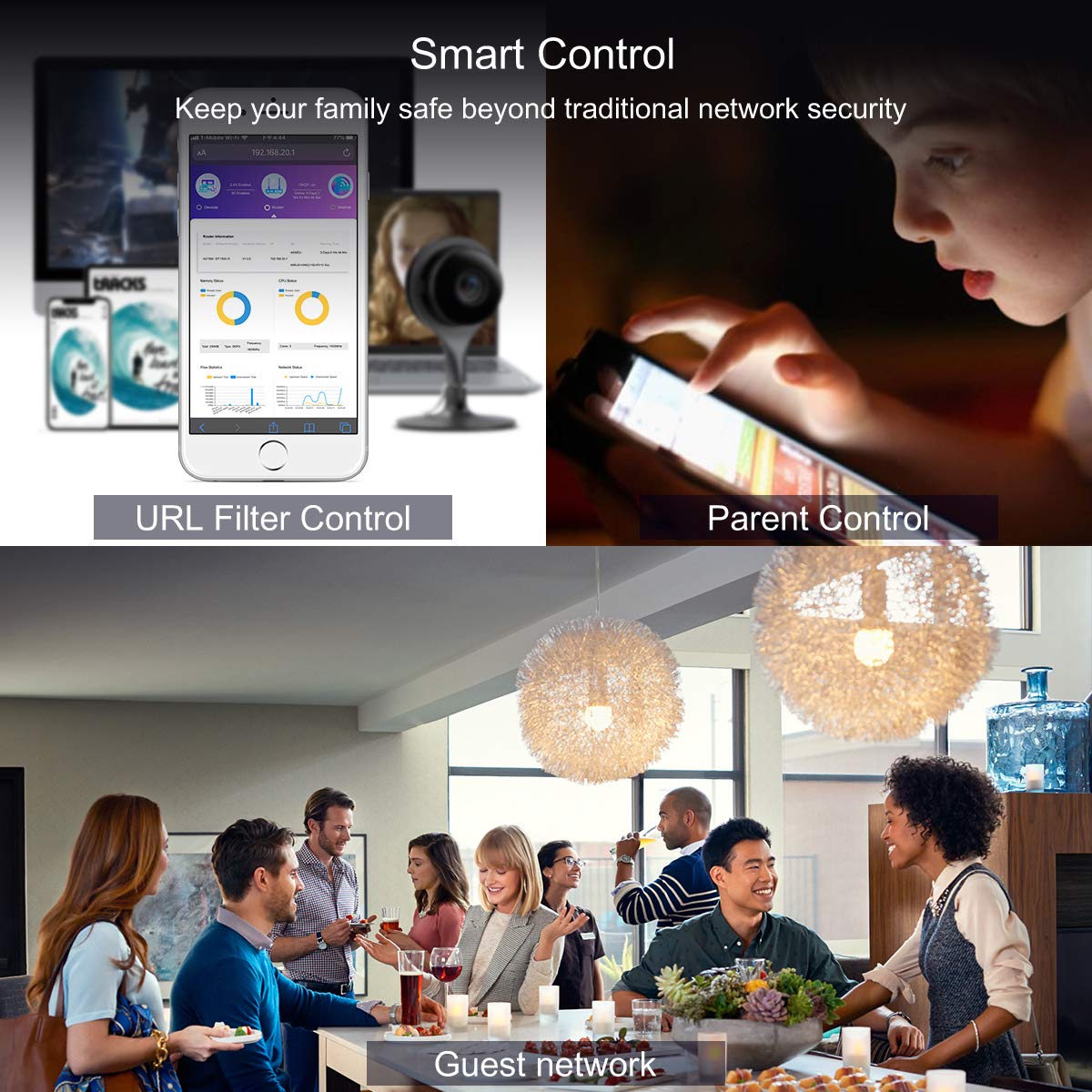 AX1500 WiFi 6 Router AX for Whole Home, Dual Band Wireless Mesh Router with 2 Gigabit Ethernet Ports 802.11ax, OFDMA, MU-MIMO, WDS, Adaptive Qos & Parent Control