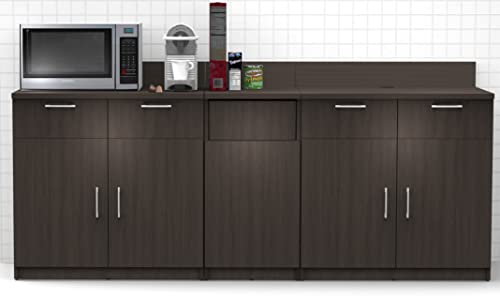 BREAKtime Buffet Sideboard Kitchen Break Room Lunch Coffee Kitchenette Model 8007 3 pc Espresso β Factory Assembled (Furniture Items Purchase ONLY)