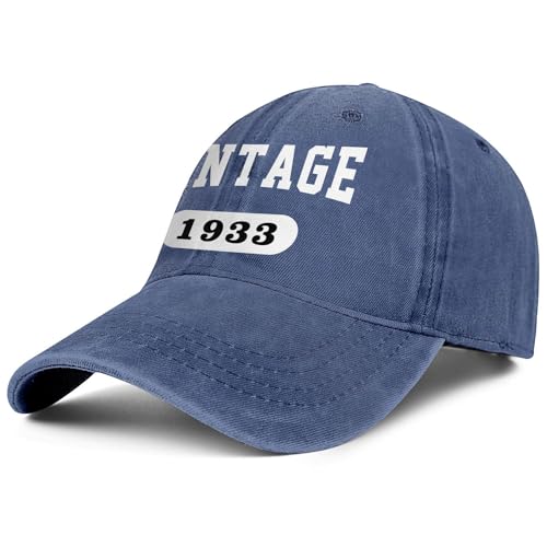 90th Birthday Gifts for Men Women Hats Vintage 1933 Baseball Cap Gift Ideas Blue