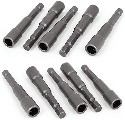 Bestgle 10pcs 1/4'' Hex Shank Nut Driver Bit Sets, Quick Change Socket Nut Impact Driver Adapter Imperial Size 1/4"