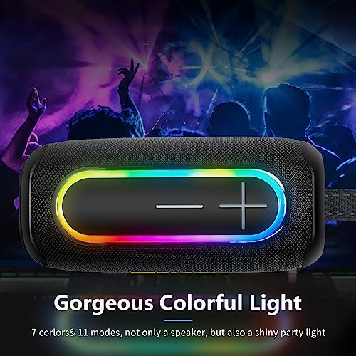 AWEI Loud Bluetooth Speakers, 40W Deep Bass Portable Wireless Speaker, Build-in MIC, IPX7 Waterproof with Dynamic RGB Light, Outdoor Bluetooth Speaker Via Bluetooth 5.3/3.5mm Aux-in/TF Card Connection