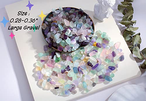 Fluorite Crystals Polished Gravel Aquarium Tumbled Stones Chips Stone Crushed Crystal Quartz Pieces Irregular Gem Rocks Home Decoration Tank Succulent Plants Vase Filler Bottom Ornament 0.55lbs