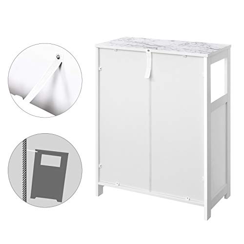 VASAGLE Bathroom Storage Cabinet, Floor Cabinet Cupboard, with Large Storage Capacity, Printed Marble-Like Pattern, Open Shelf, and Adjustable Closed Shelf, 23.6 x 11.8 x 31.5 Inches, White UBBC68WT