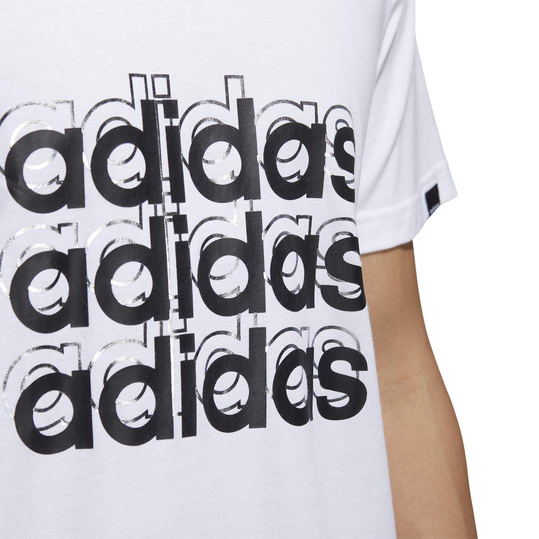 adidas Men's Triple Logo Graphic T-Shirt White/Black Small