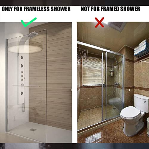 Flybath Shower Glass Door Hooks 2 Pack 304 Stainless Steel Antique Extended Robe Towel Hook Rack Over Glass Door Hooks Frameless Drilling-Free Hanger for Bathroom, Brushed Bronze