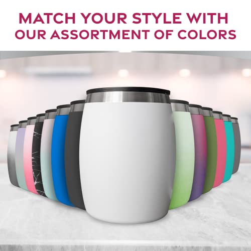 FineDine Insulated Stainless-Steel Coffee Mug with Lid and Handle (2 Pk) 14 oz - BPA-Free Spillproof Lid, Double-Wall Camping Travel Coffee Mugs, White/Black