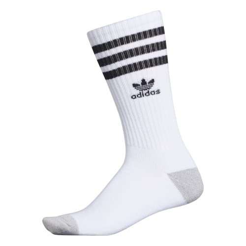 adidas Originals Unisex Roller (1-pair) Crew Sock, White/Black/Aluminum 2, Large US