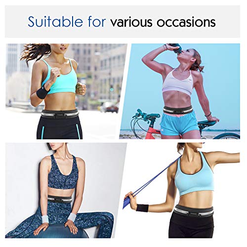 MoKo Sports Running Belt,Outdoor Dual Pouch Sweatproof Reflective Slim Waist Pack,Fitness Workout Belt Fanny Pack Compatible with iPhone 11/11 Pro Max/X/Xr/Xs Max/8/7, Galaxy Note 10/10 Plus, S20/S10