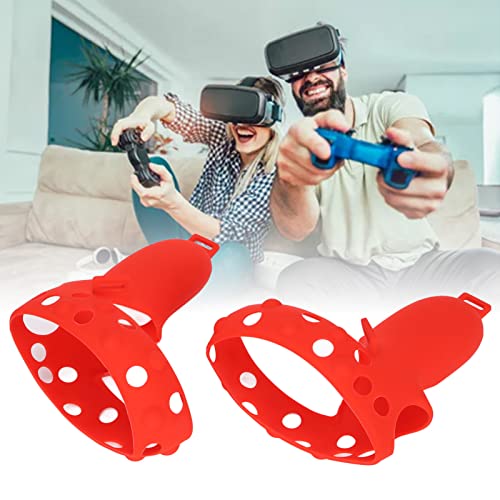 HAOX VR Joystick, Washable Comfortable Controller Grip Cover Antislip Sweatproof for Quest 2(red)