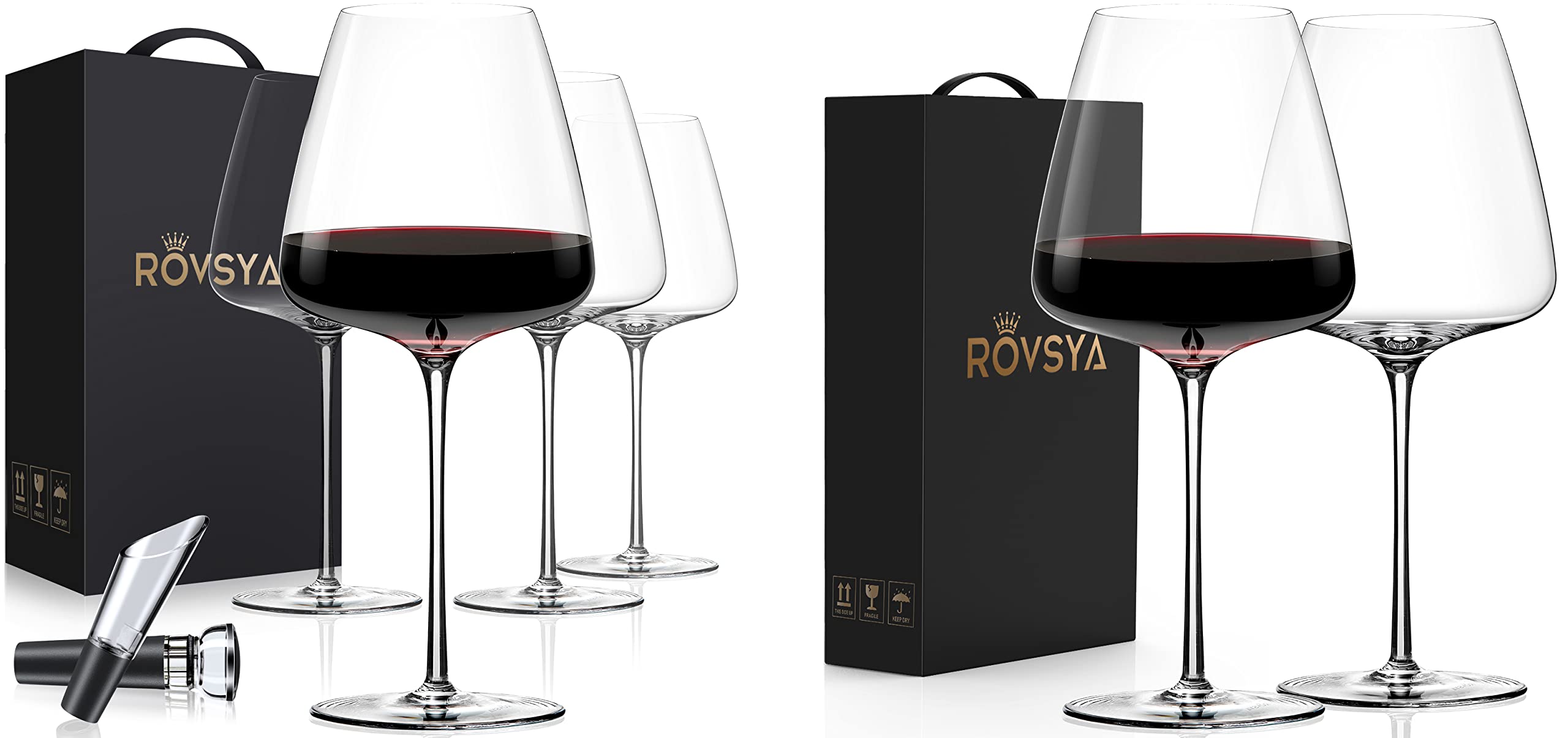 AOOE Red Wine Glasses Set of 6, Hand Blown Crystal Glasses-21 OZ,Large Burgundy Glasses- Light, Clear, Perfect for Wine tasting, Wedding, Anniversary, Birthday