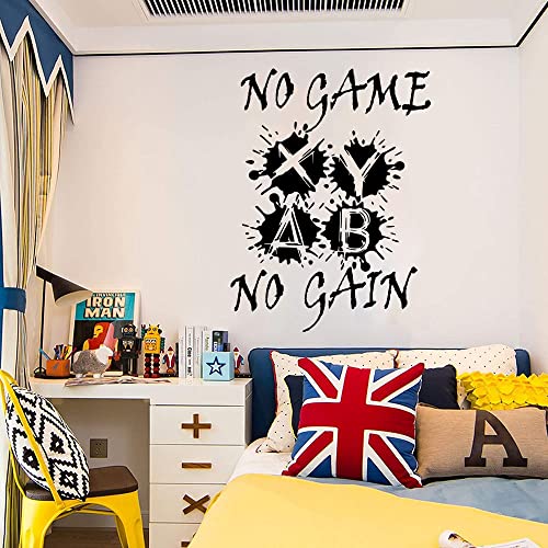 Graffiti No Game No Gain Wall Sticker Boy Room Game Room Video Game Area Controller Joystick Gamepad Wall Decal Bedroom 56x43cm