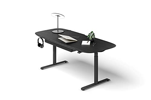 BDI Furniture Soma - Lift Desk - 72" W - Ebonized Ash Top - Black Base