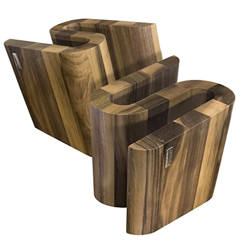 Arte Legno Magnetic Knife Block and Elegant Kitchen Display - Curved βSβ Design - Stain Resistant Walnut Wood - Handcrafted in Italy - 10 Knife Capacity