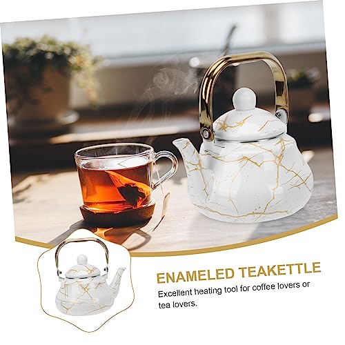 BESTOYARD 2 pcs Enamel Kettle camping kettle glass tea pot mini terrarium no whistling kettles ceramic water kettles coffee tea maker Water Boiling Pot Household Water Pot Stove Water Kettle