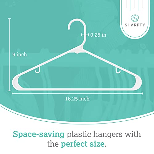 Sharpty Plastic Hangers Clothes Hangers for Clothing, Closet, Coats & Shirts - Durable, Thick, Tough & Space Saving - for Everyday Standard Use, Room Essentials & Basics - 60 Pack - Color
