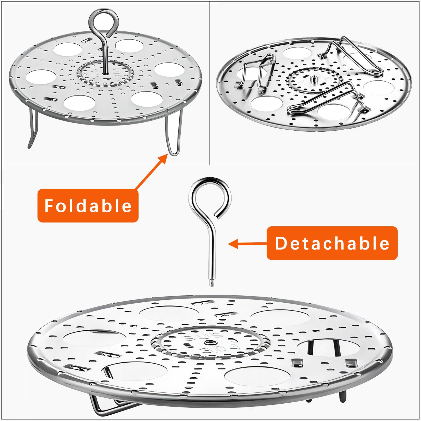 Egg Steam Rack Multipurpose Trivet for Instant Pot Accessories Fit 6,8 Qt Pressure Cooker, Stainless Steel Egg Cooker for Hard Boiled Eggs, Cook 14 Eggs, 2 Pack Stackable Steamer For Cooking Rack