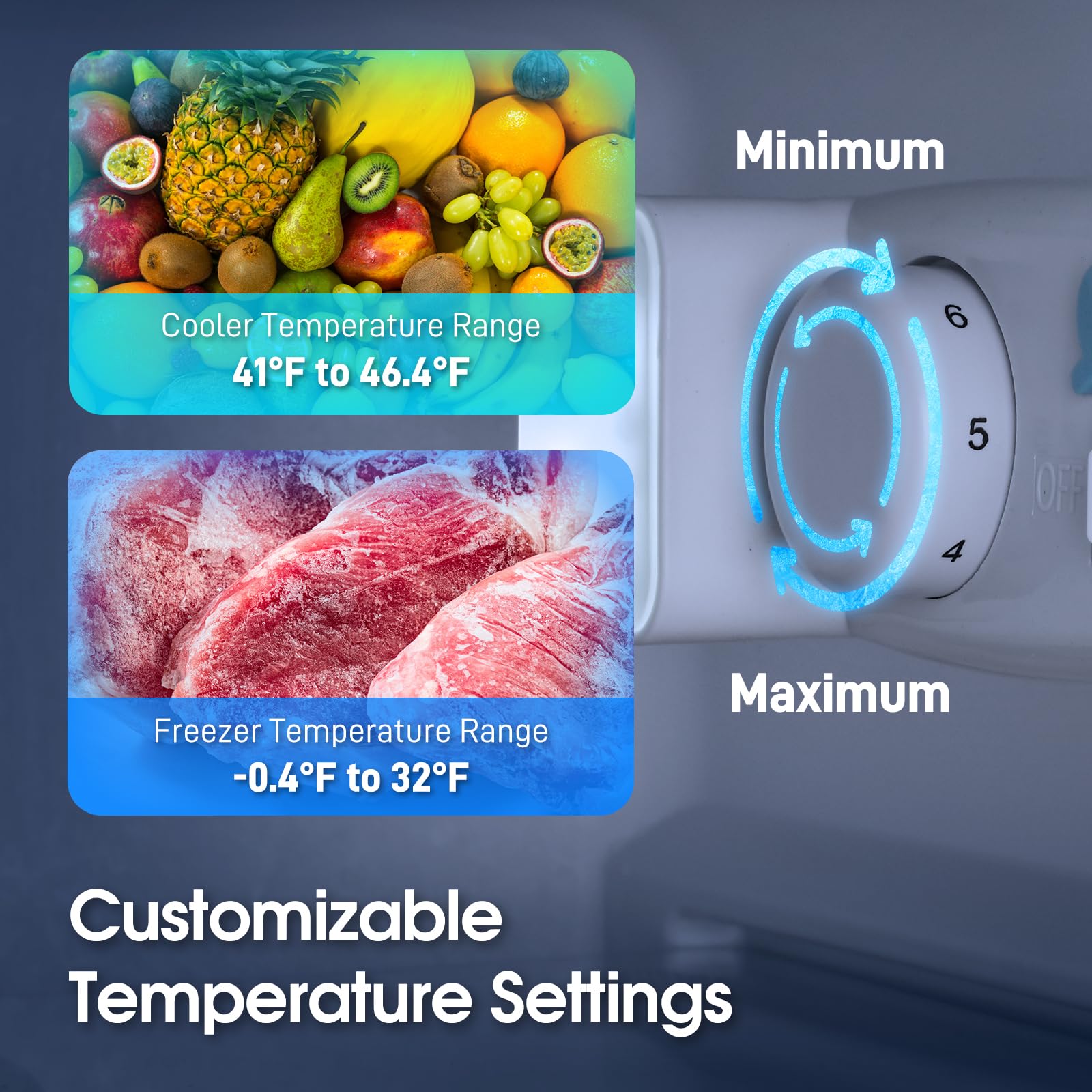 Anypro 3.8 Cu.Ft Mini Fridge with Bottom Freezer, 2 Door Small Refrigerator with Freezer, Small Fridge with 7 Adjustable Temperature Settings, Compact Refrigerator for Bedroom, Dorm, Office, Apartment