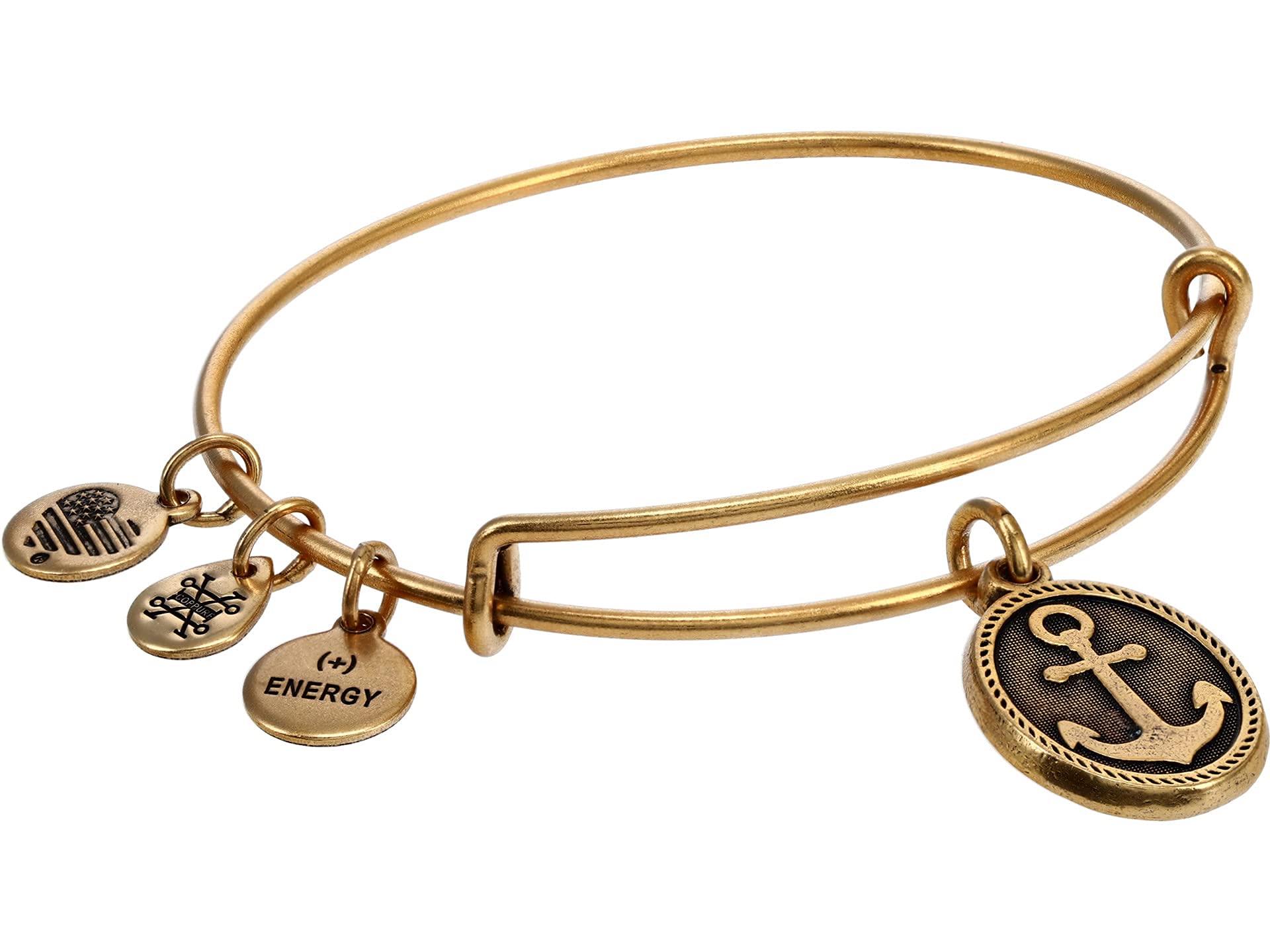 Alex and Ani Path of Symbols Expandable Bangle for Women, Anchor Charm, Rafaelian Gold Finish, 2 to 3.5 in, One Size (A21EBANCHRG)