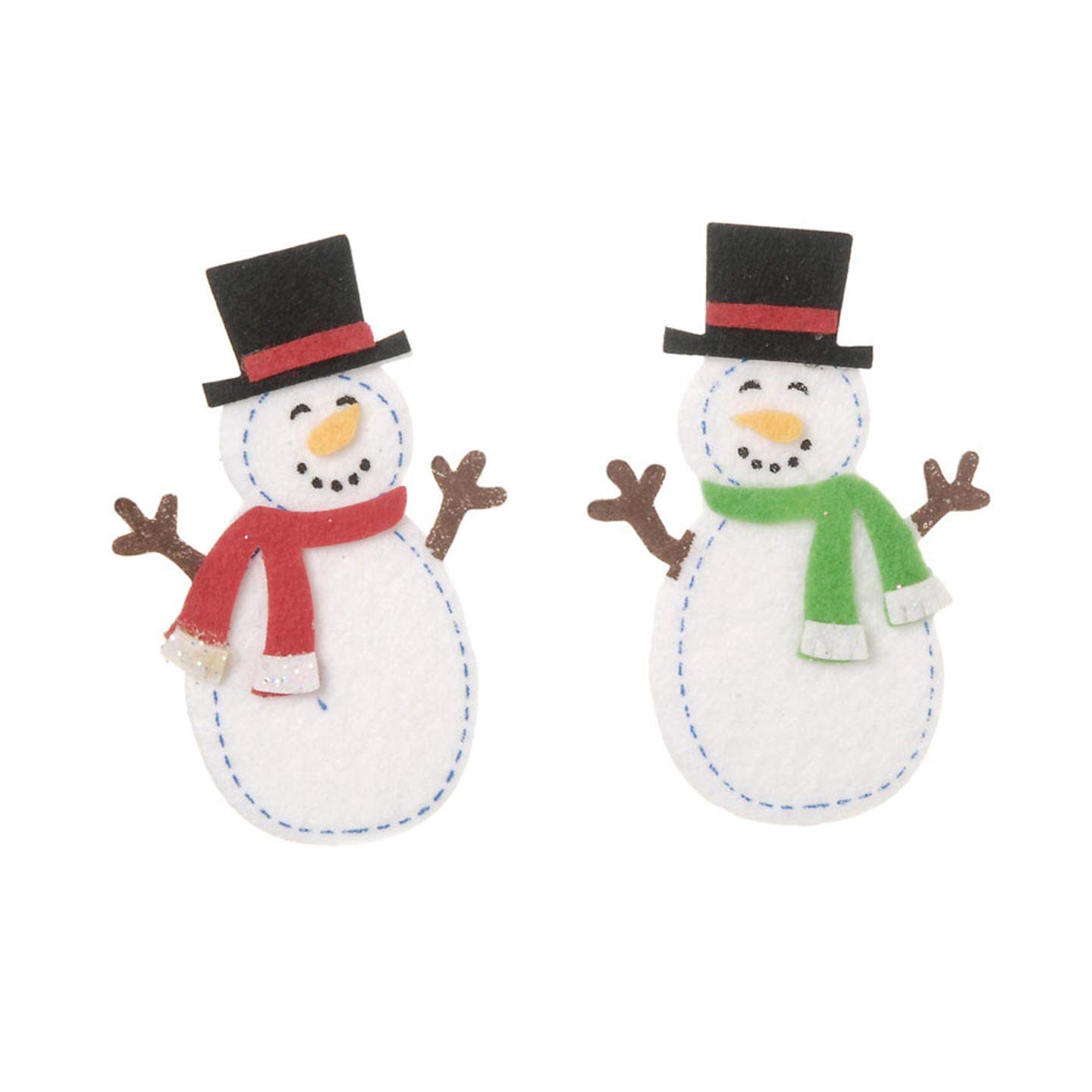 Christmas Holidays Felties Felt Snowmen & Gingerbread Stickers - 10pc Snowmen Stickers & 22pc Gingerbread Stickers - for Christmas Arts & Crafts, Stocking Stuffers, & More! - Bundle of 2-Items