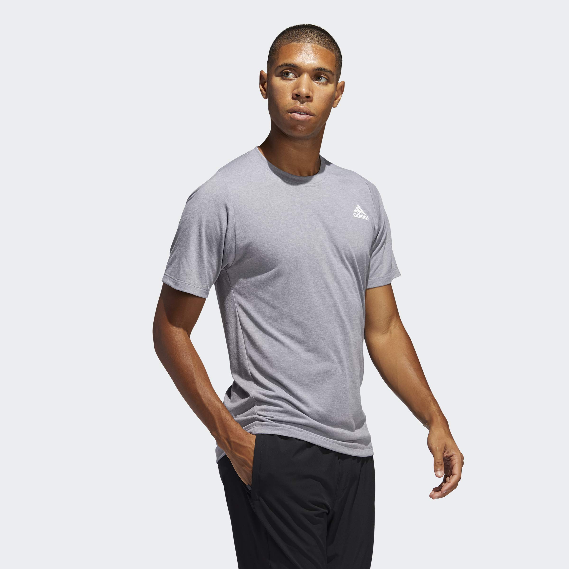 adidas mens FreeLift Sport Prime Heather Tee Scarlet/White Small