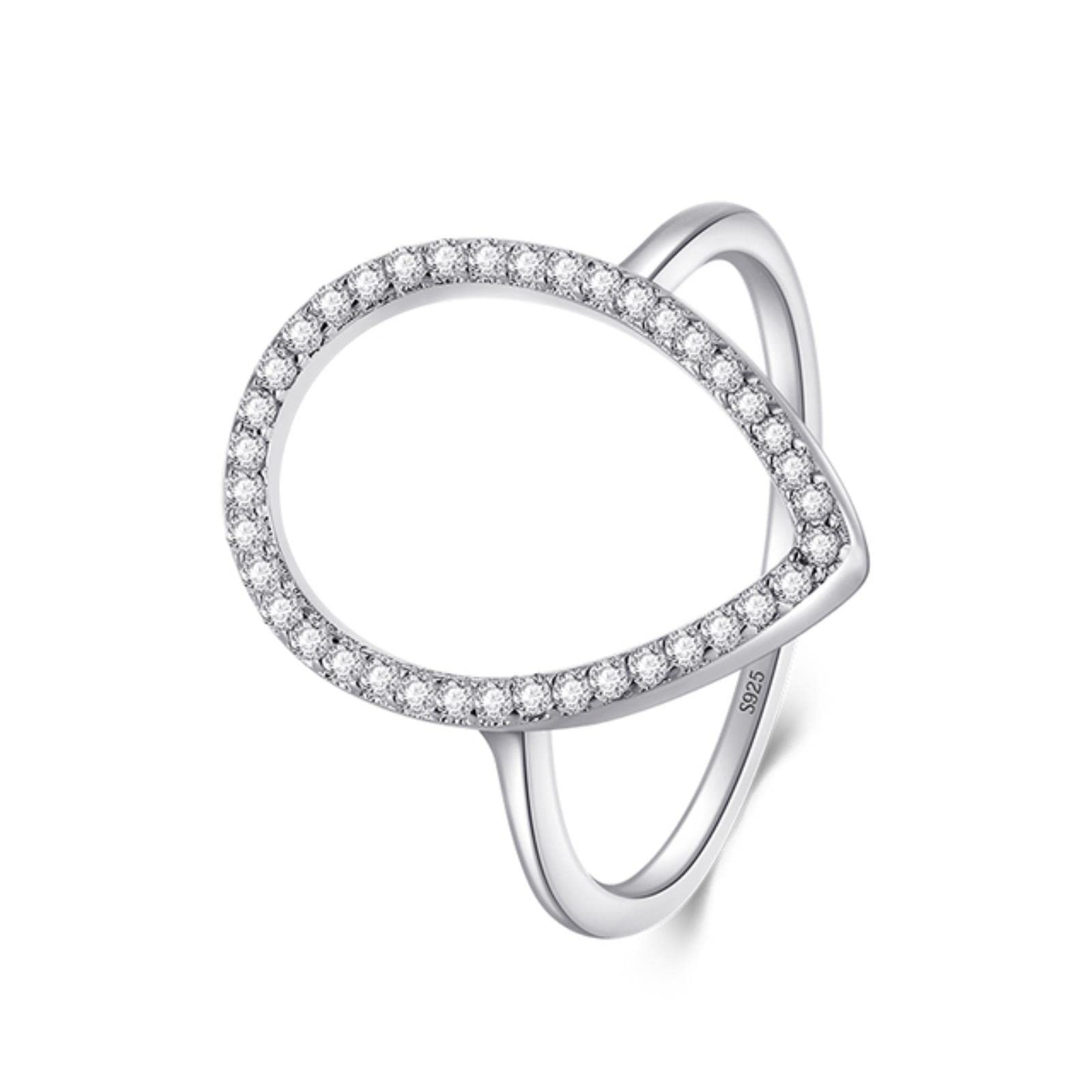 925 Silver Water Drop Geometric Finger Rings Women's Atmospheric Wedding Jewelry Gifts